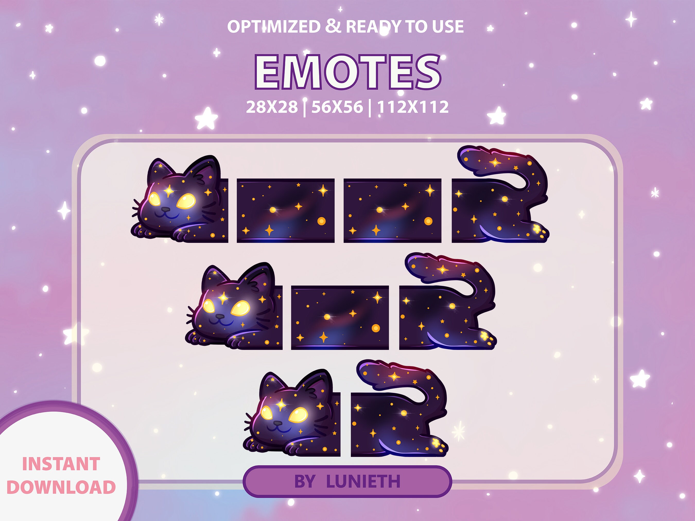 Long Cat Emote Set | Cute Twitch Emote Design | Twitch Discord Youtube ...