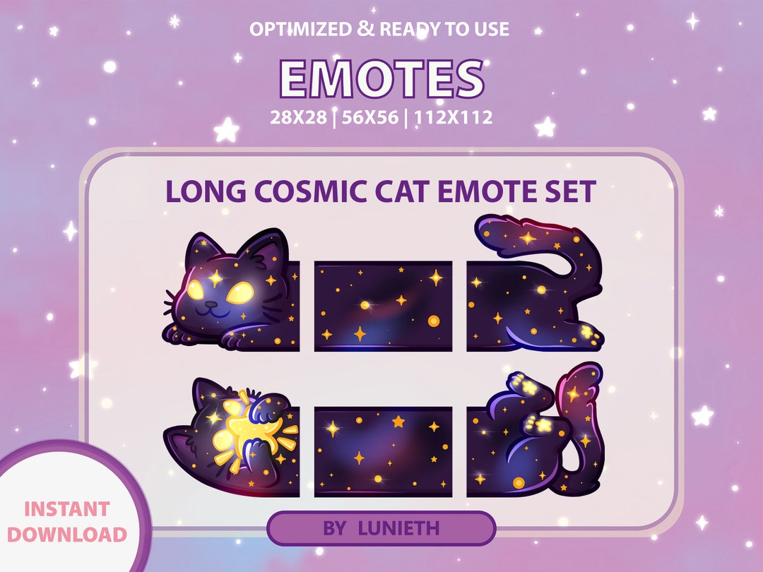 Cosmic Long Cat Emote Set | Cute Twitch Emote Design | Twitch Discord ...