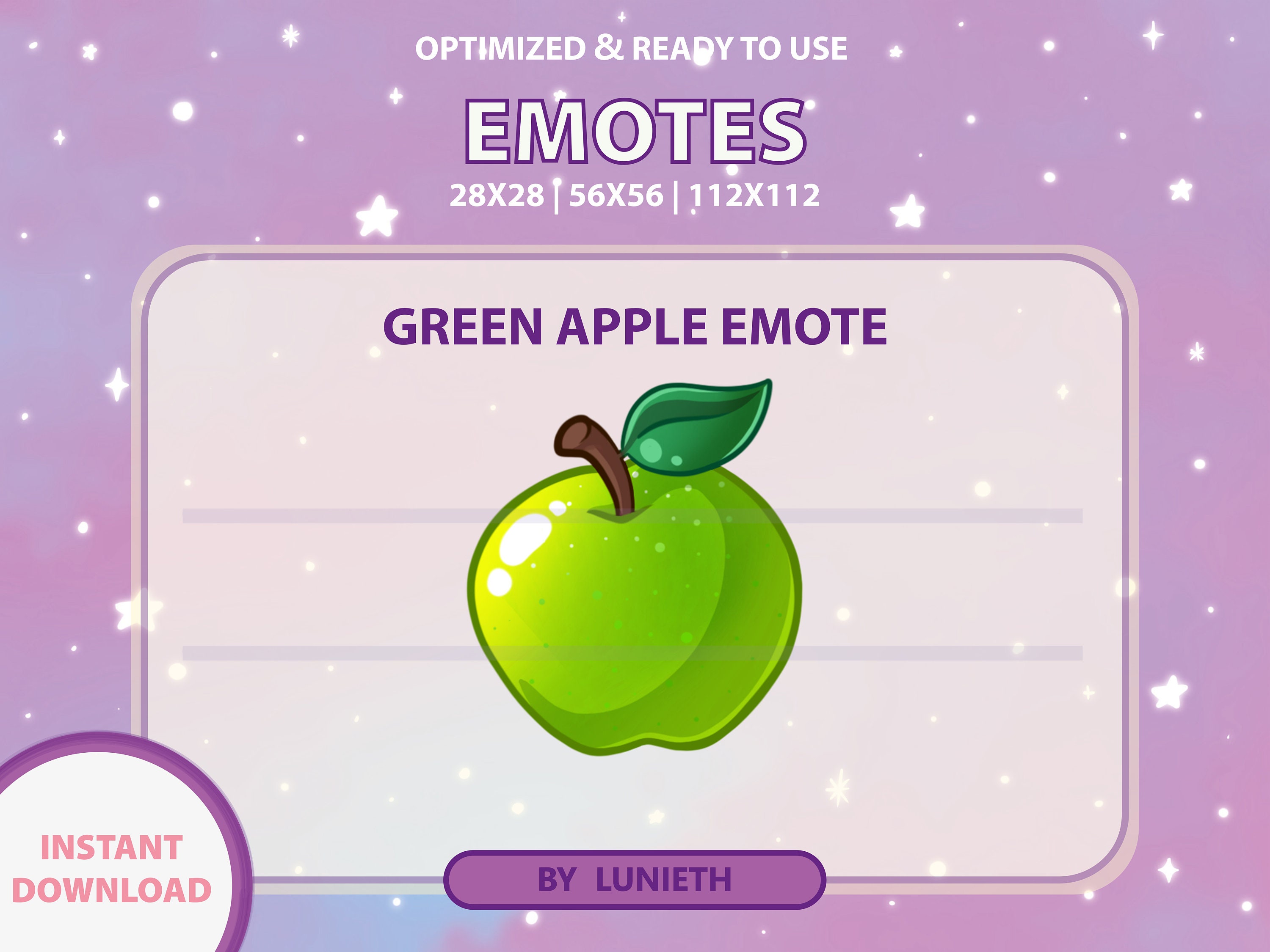 Glossy Green Apple Fruit Emote Cute Twitch Emote Design - Etsy