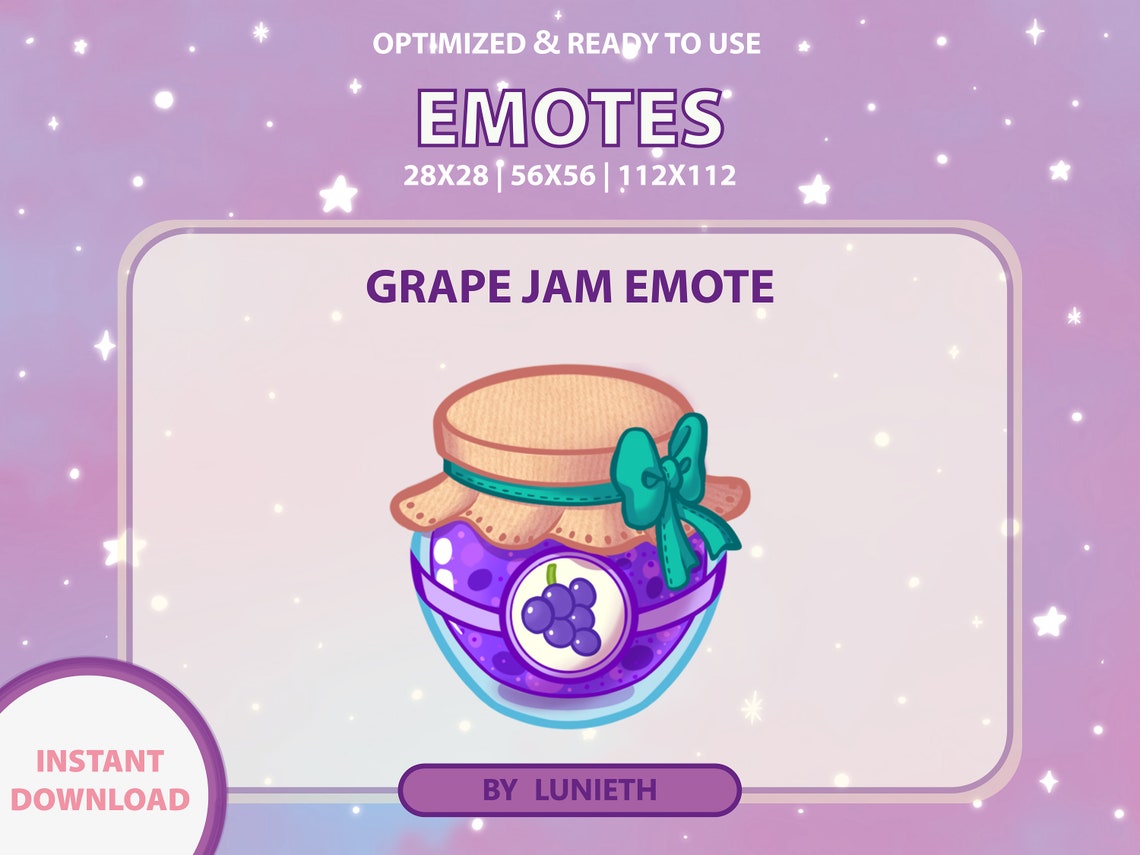 Grape Jam Food Emote Cute Twitch Emote Design Twitch - Etsy