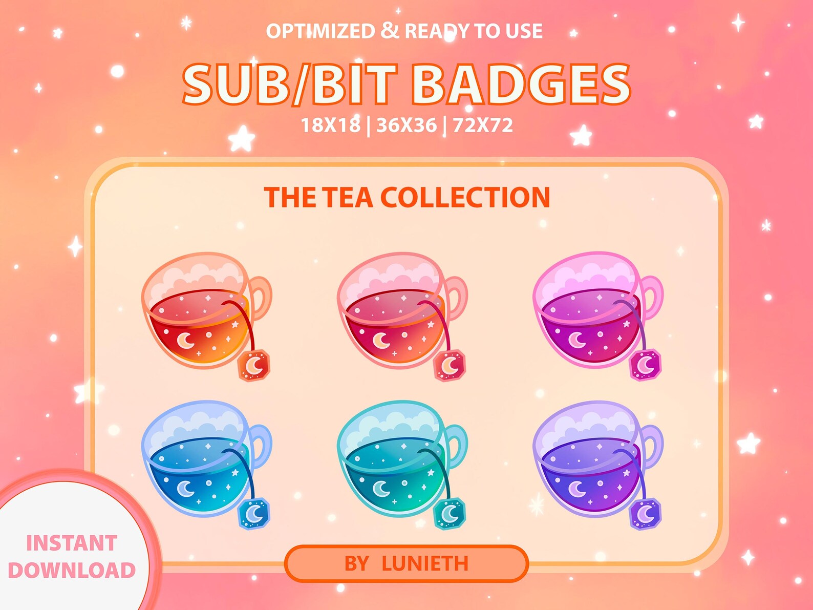 Tea Cup Badges | Bit Badges | Twitch Badges | Sub Badges - Etsy