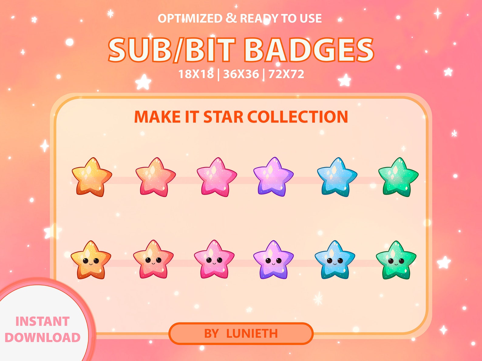 Star Sub Badges Bit Badges Twitch Badges Cute Sub Badges - Etsy