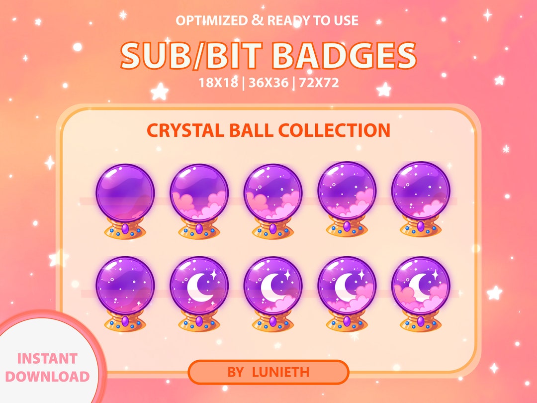 Crystal Ball Badges | Bit Badges | Witchy Twitch Badges | Sub Badges ...