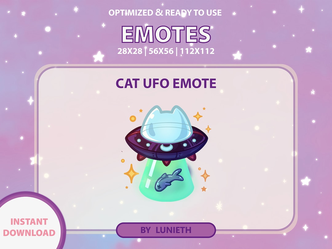 Cat UFO Emote | Cute Twitch Emote Design | Twitch Discord Youtube ...