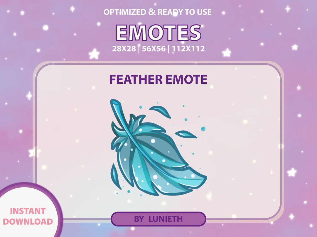 Blue Feather Emote | Cute Twitch Emote Design | Twitch Discord Youtube ...