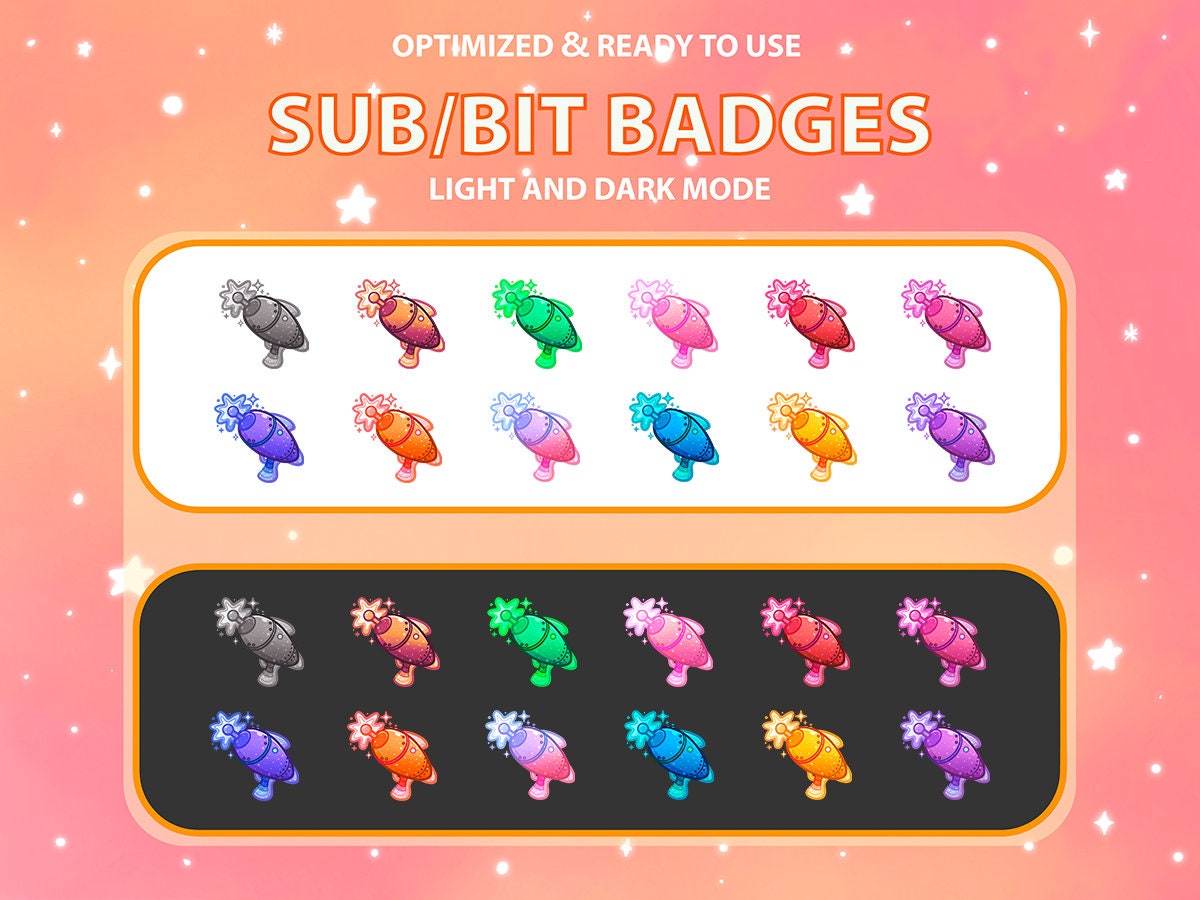 Laser Gun Sub Badges | Bit Badges | Twitch Badges | Cute Sub Badges ...