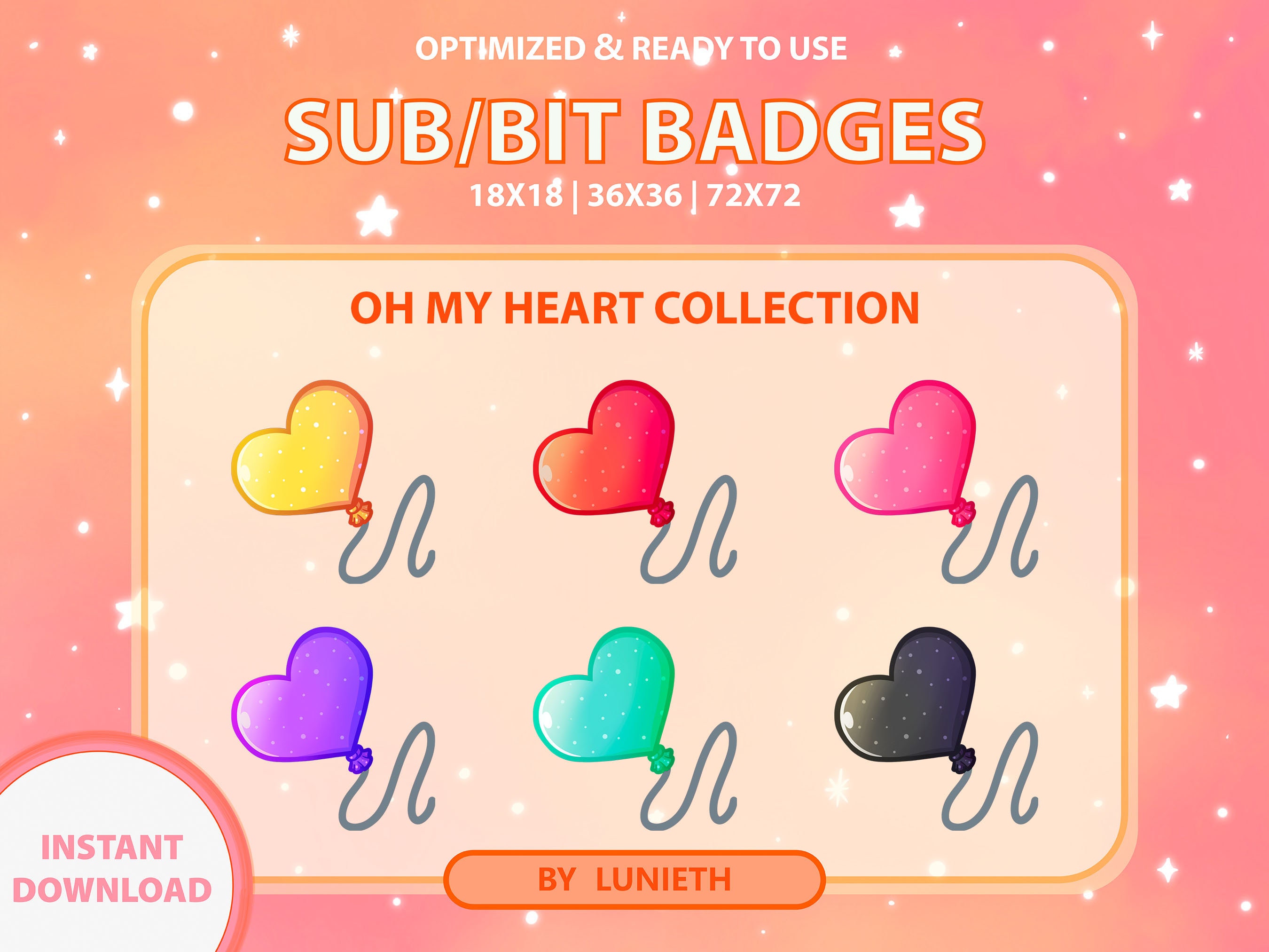 Balloon Sub Badges | Bit Badges | Twitch Badges | Cute Sub Badges ...