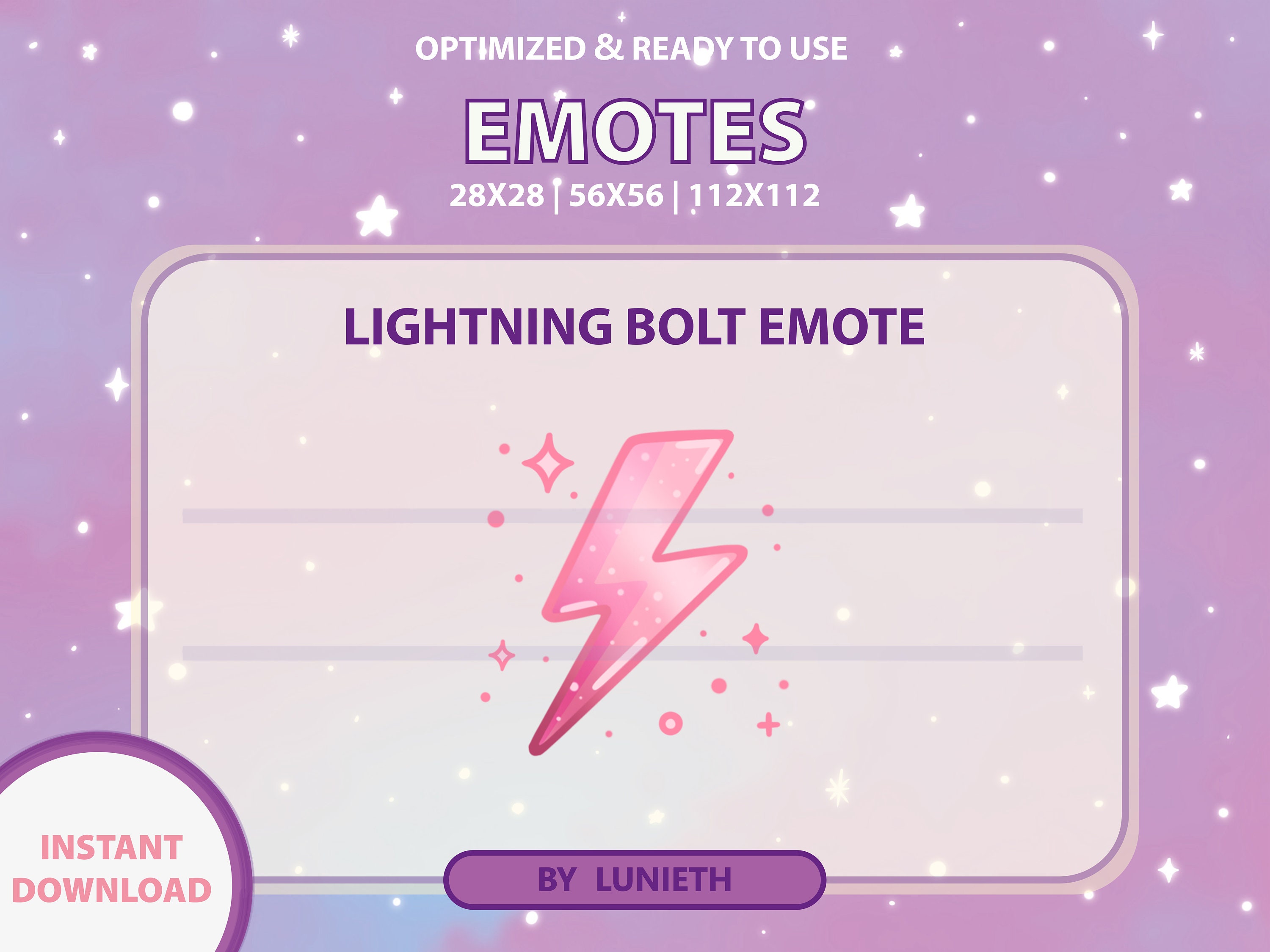 Pink Lightning Bolt Twitch Emote Cute Twitch Emote Design - Etsy UK