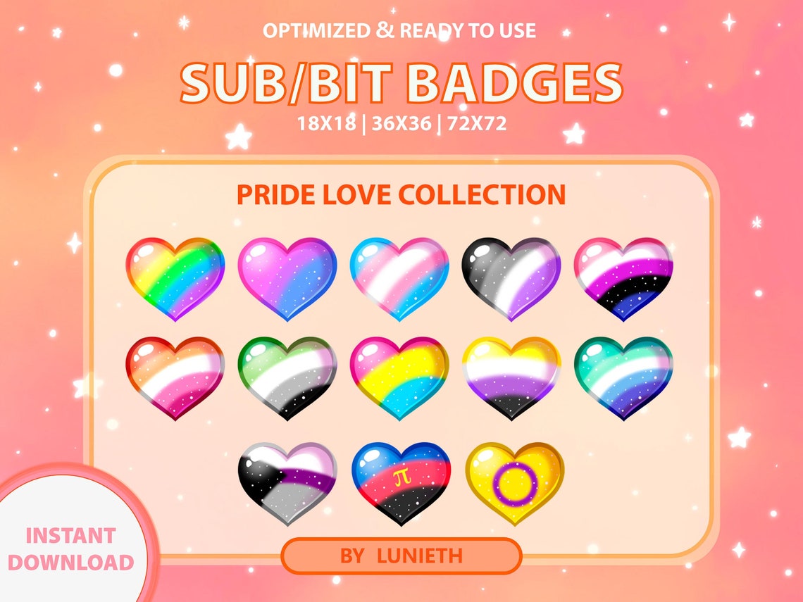 Pride Flag Twitch Sub Badges Rainbow Pride Cheer Badges - Etsy