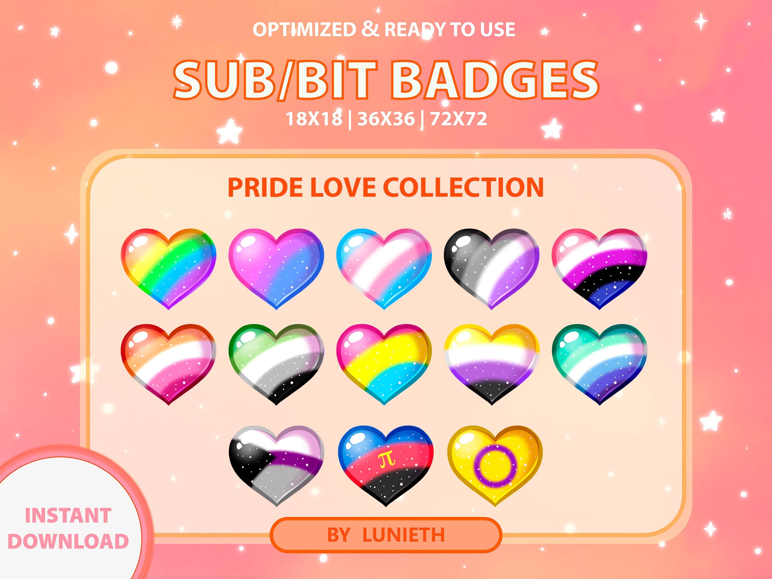 Pride Flag Twitch Sub Badges | Rainbow Pride Cheer Badges | Twitch ...