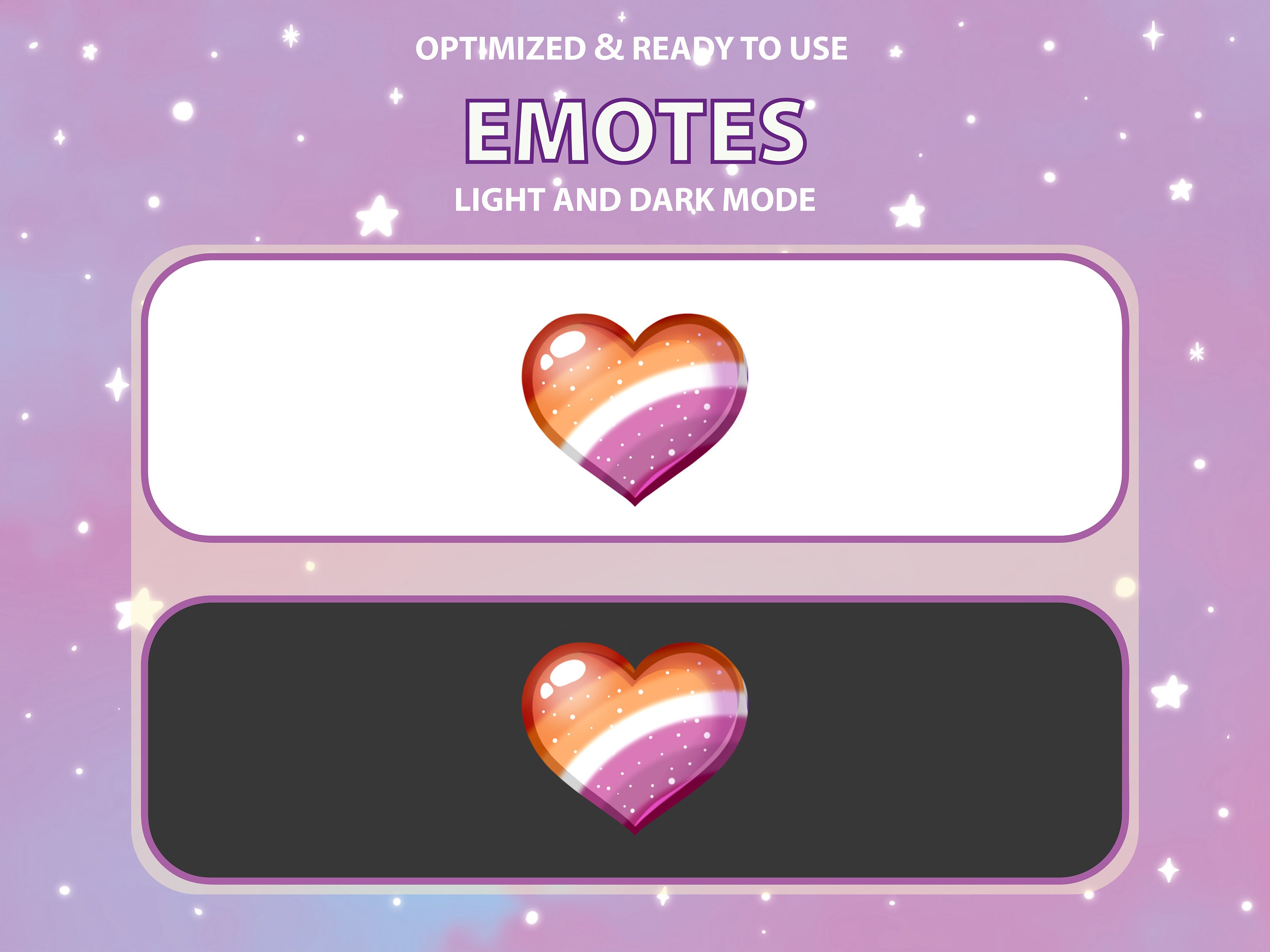 Lesbian Pride Flag Glossy Heart Love Emote | Cute Twitch Emote Design ...