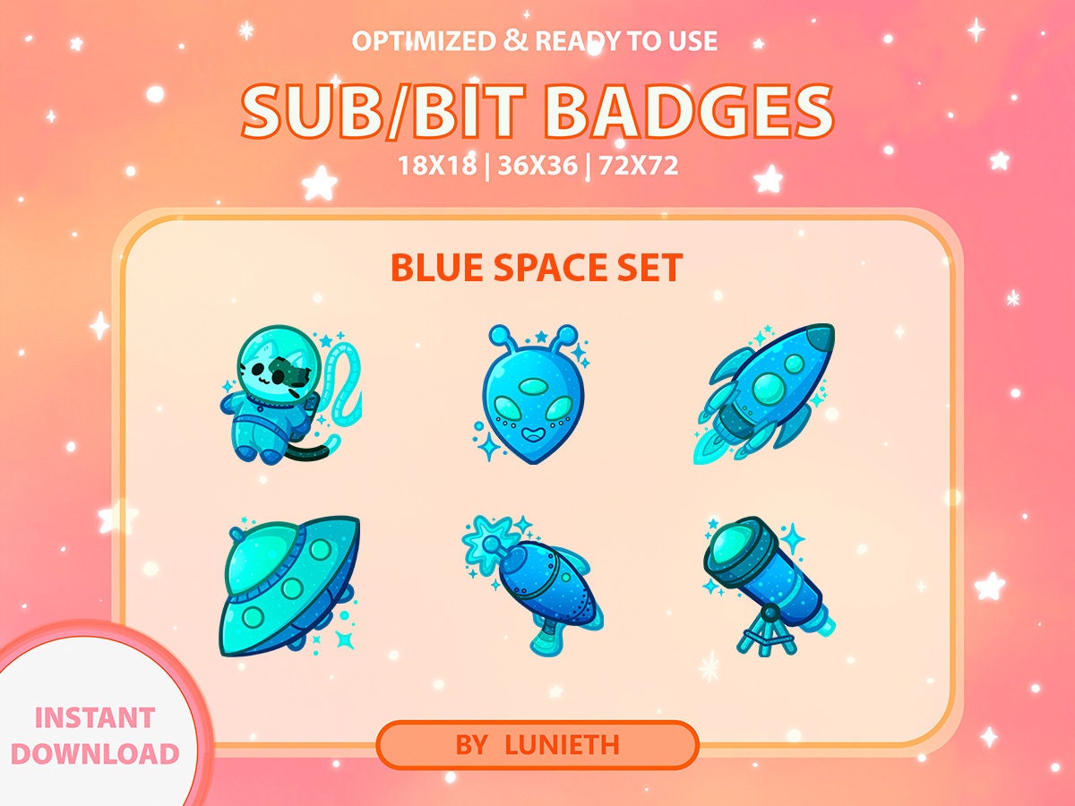 Blue Space Emote Set Cute Twitch Emote Design Twitch Discord Youtube ...