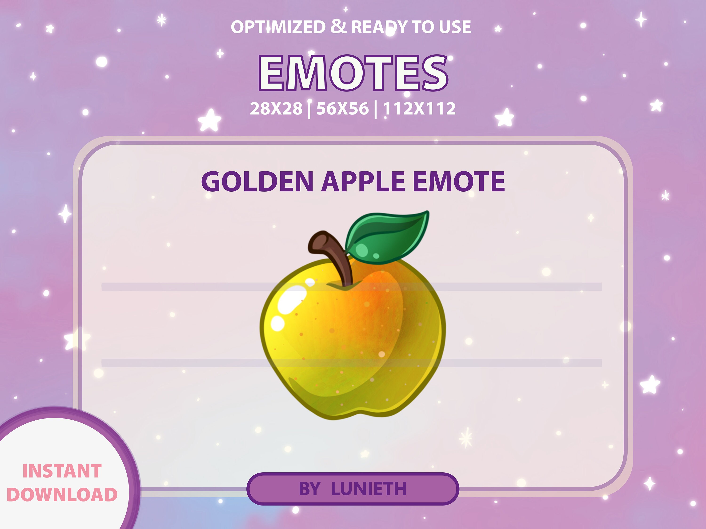 Glossy Golden Apple Fruit Emote Cute Twitch Emote Design Twitch Discord ...
