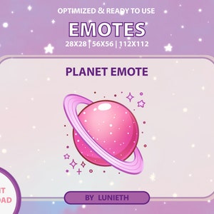 Pink Planet Emote | Cute Twitch Emote Design | Twitch Discord Youtube ...