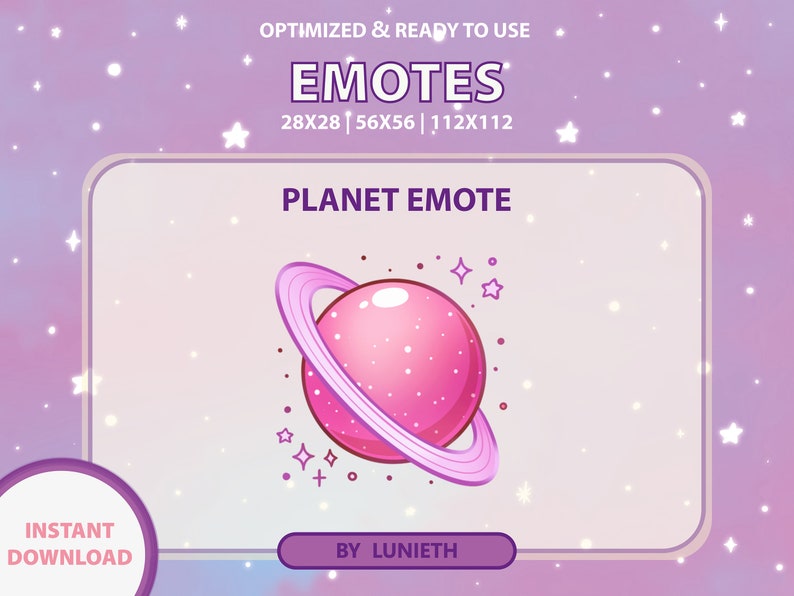 Pink Planet Emote | Cute Twitch Emote Design | Twitch Discord Youtube ...