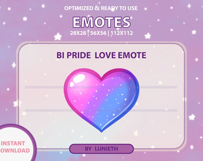 Bi Pride Flag Glossy Heart Love Emote Cute Twitch Emote Design Twitch ...