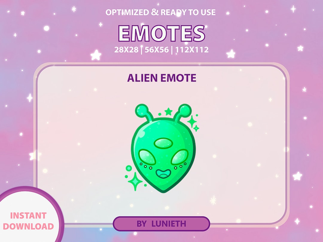 Green Alien Emote | Cute Twitch Emote Design | Twitch Discord Youtube ...