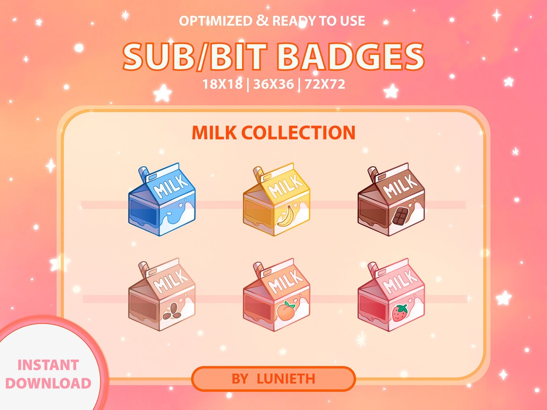 Cute Milk Box Sub Badges | Bit Badges | Twitch Badges | Juice Box ...