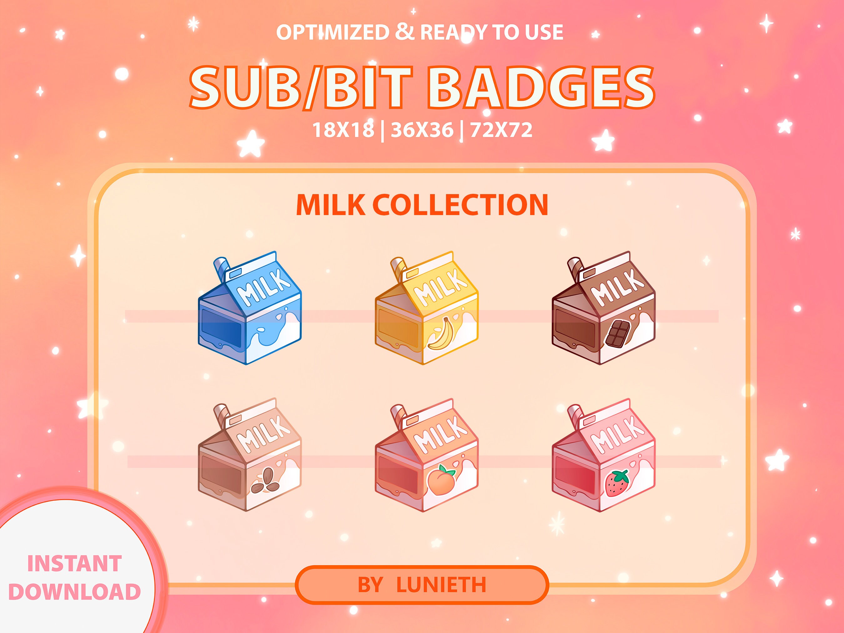 Kawaii Milk Carton Badges Discord Emote Cute Sippy Drinks Chocolate ...