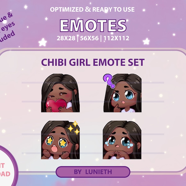 Chibi Black Hair Emotes - Etsy