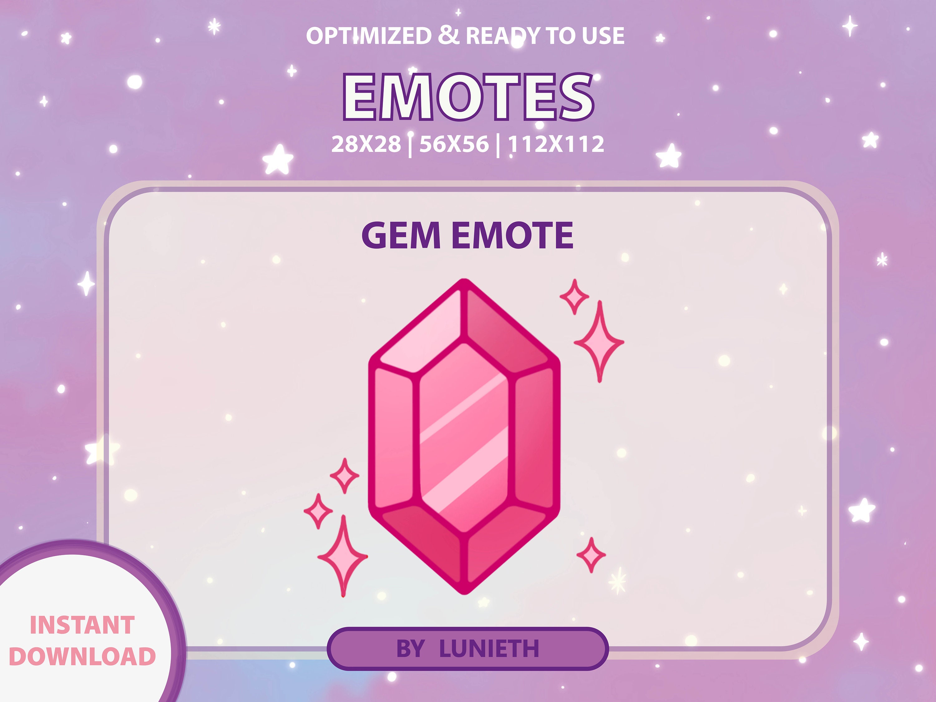 Pink Sparkly Gem Rupee Cute Twitch Emote Design Twitch Discord Youtube Channel Points - Etsy