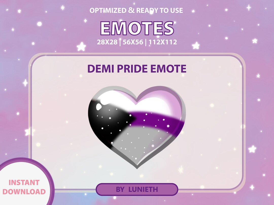 Demi Pride Flag Glossy Heart Love Emote | Cute Twitch Emote Design ...