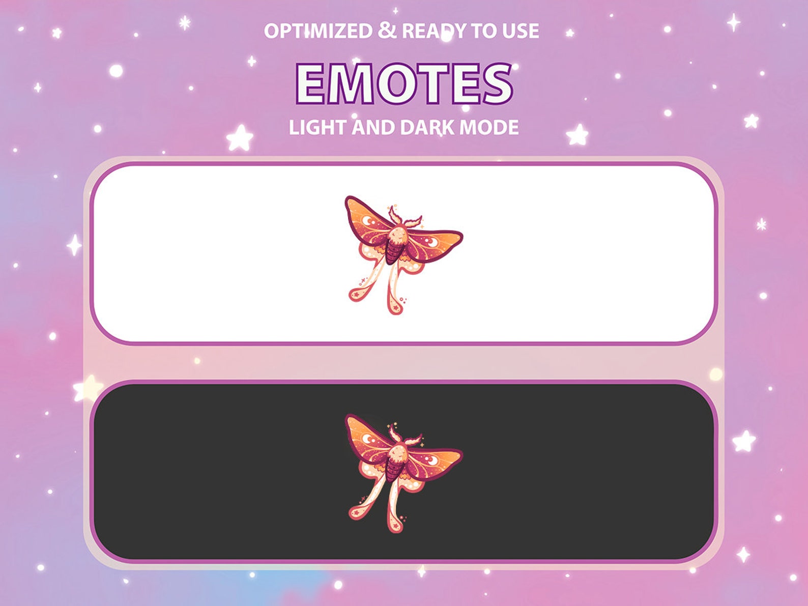 Sunset Luna Moth Emote | Cute Twitch Emote Design | Twitch Discord ...