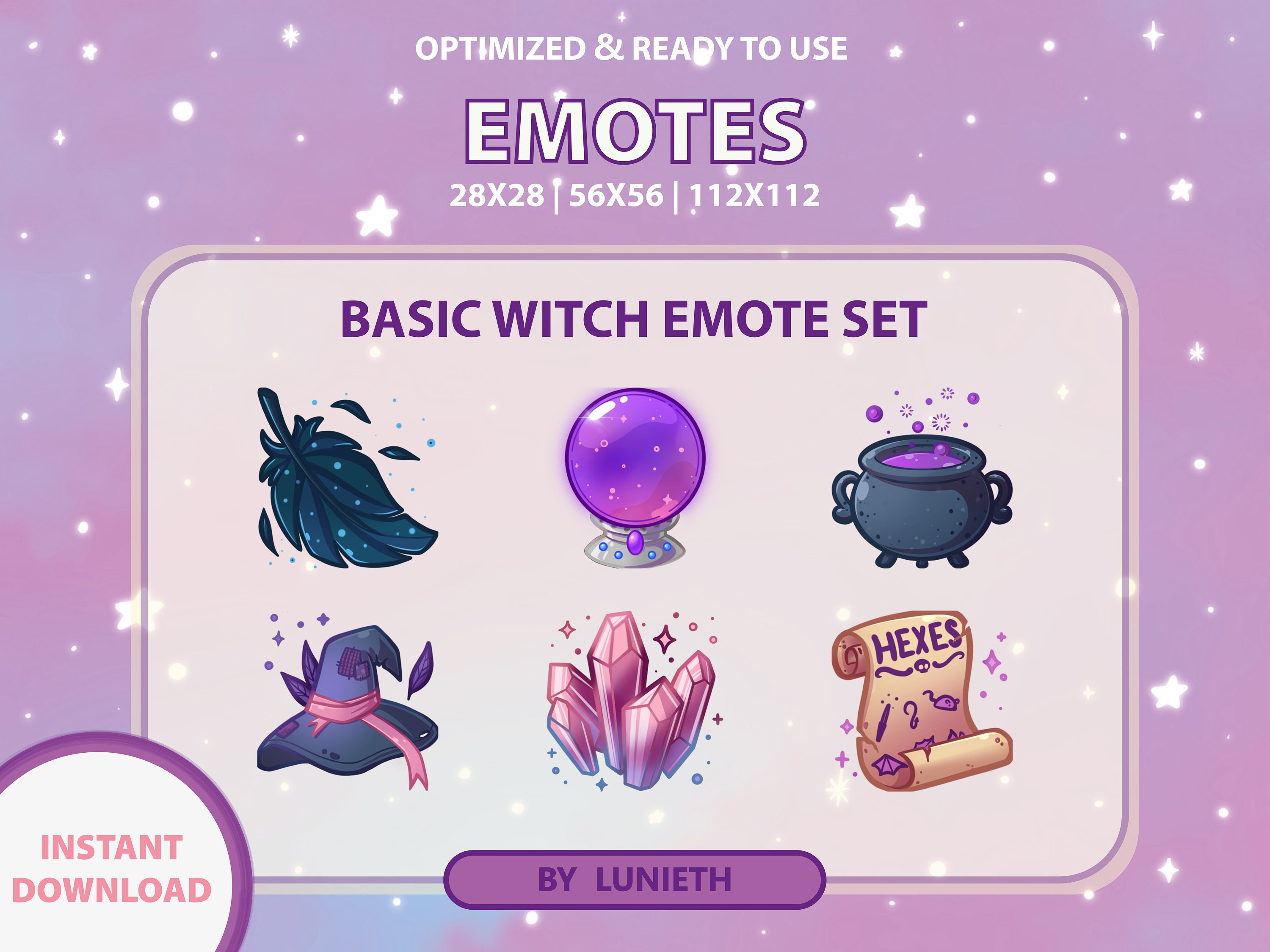 Witchy Emote Set Cute Twitch Emote Design Twitch Discord | Etsy