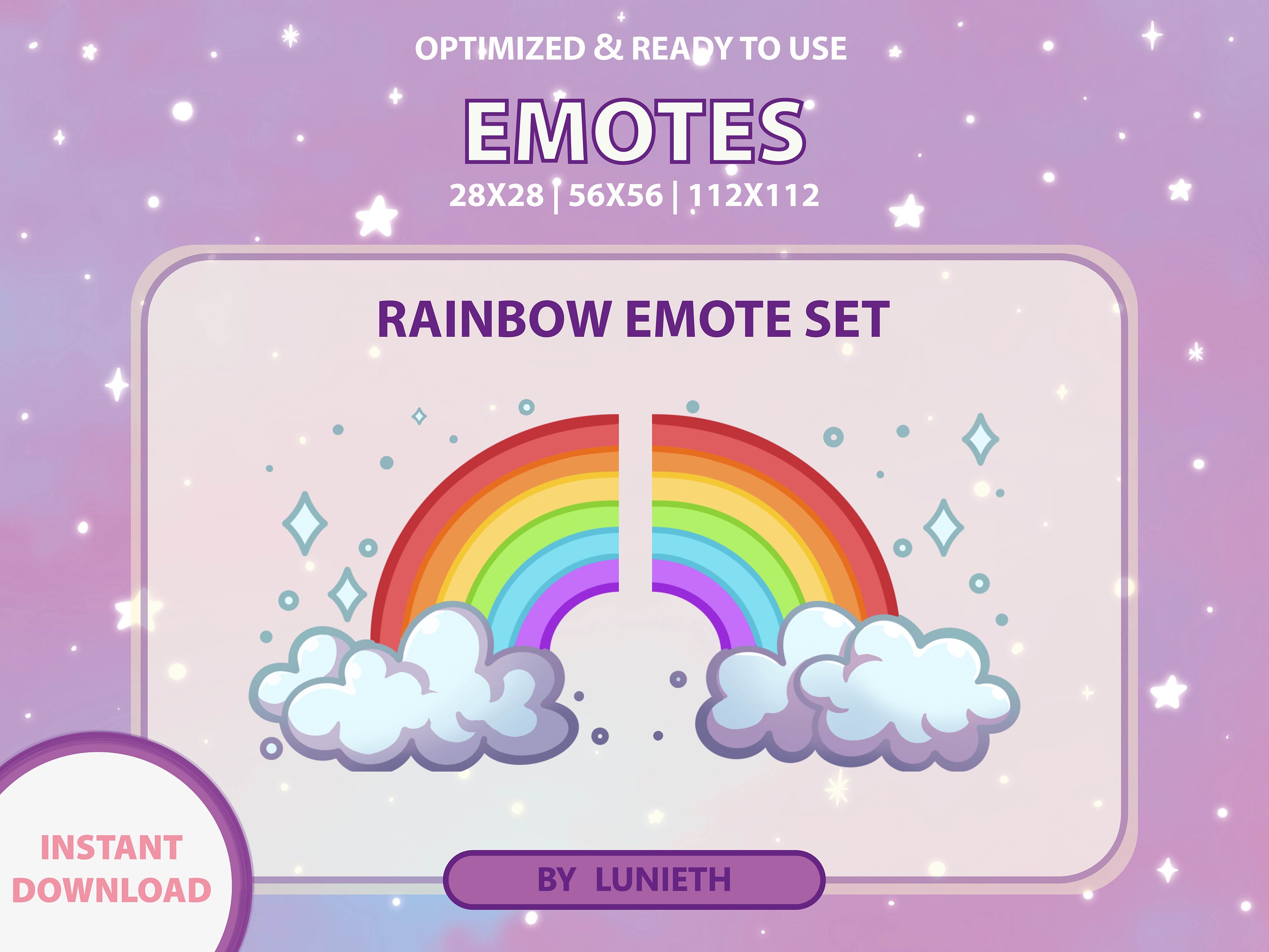 Rainbow Emote Set Cute Twitch Emote Design Twitch Discord - Etsy