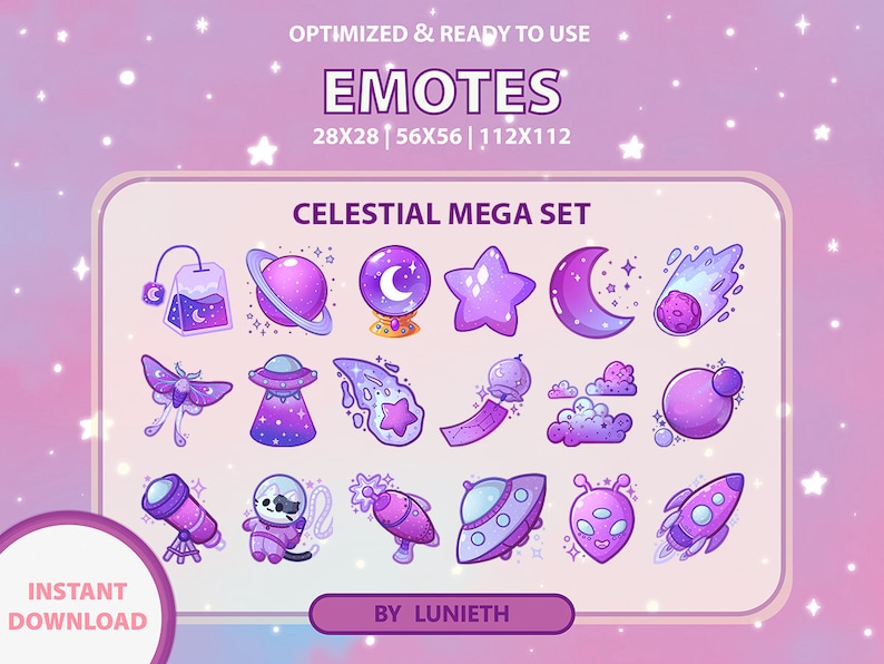 Purple Celestial Emote Mega Set Cute Twitch Emote Design - Etsy
