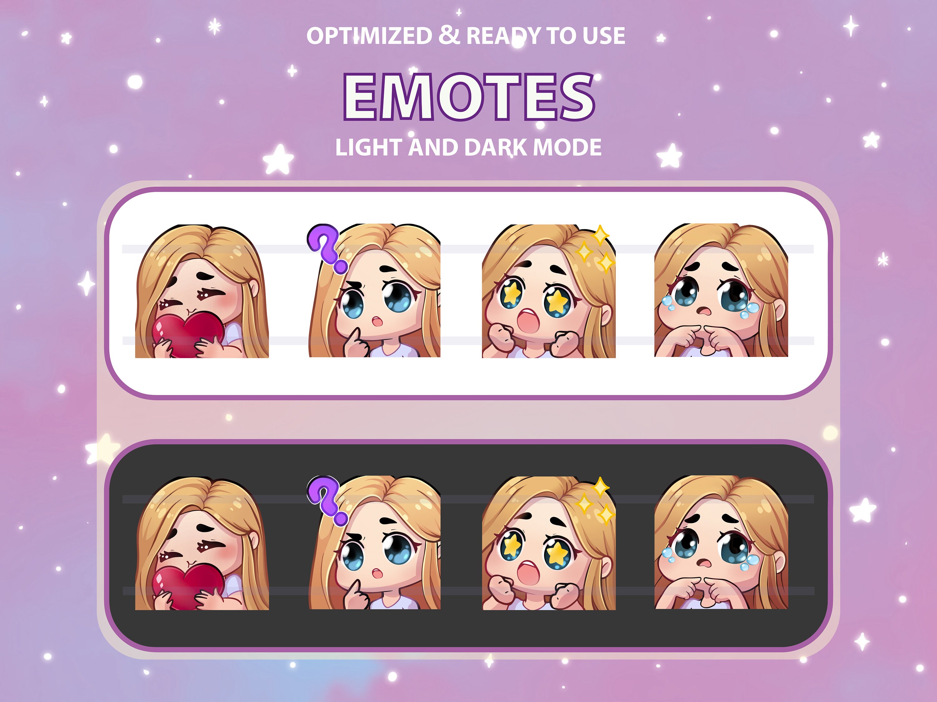 Blonde Hair Light Skin Girl Emote | Blue Green & Brown Eyes | Cute ...