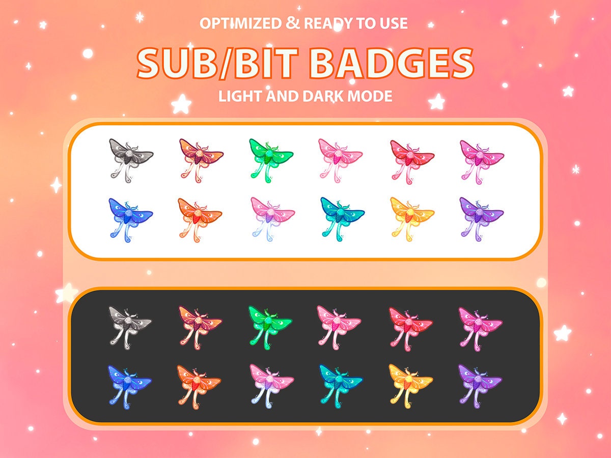 Luna Moth Sub Badges | Bit Badges | Twitch Badges | Cute Sub Badges ...