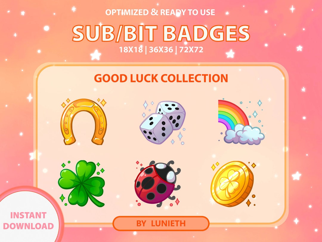 Good Luck Sub Badges | Bit Badges | Twitch Badges | Cute Sub Badges ...