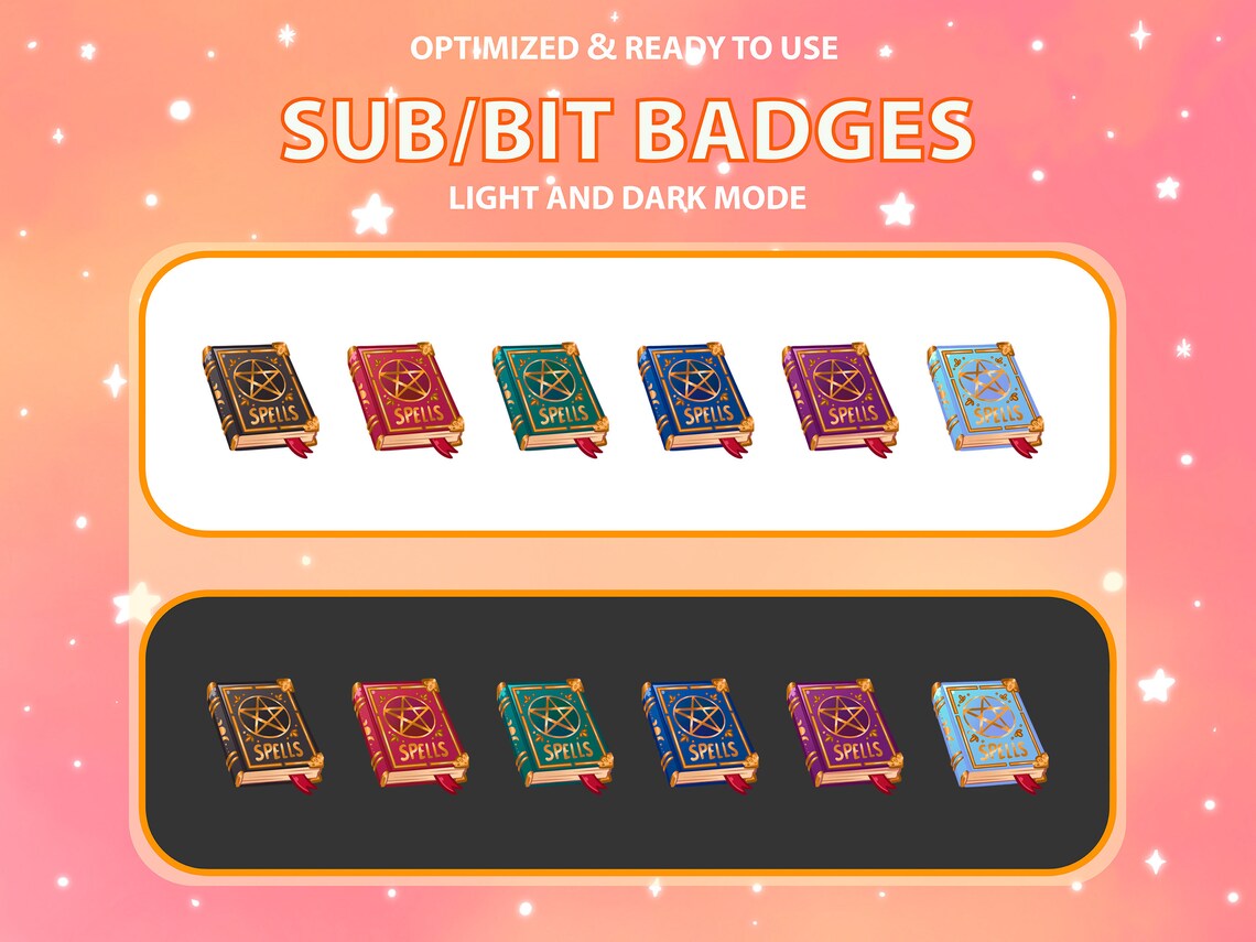 Spell Book Sub Badges | Bit Badges | Twitch Badges | Cute Sub Badges ...