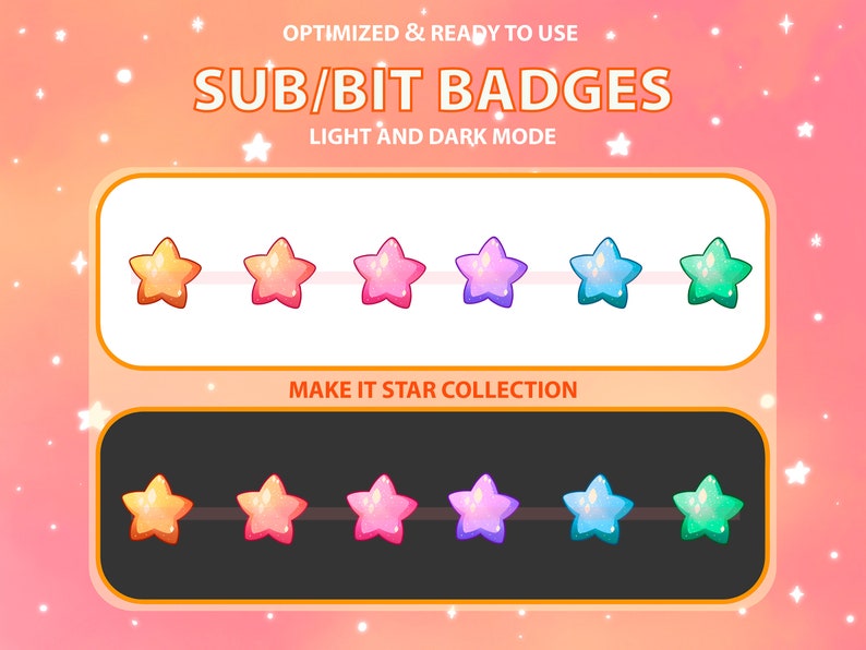 Star Sub Badges Bit Badges Twitch Badges Cute Sub Badges - Etsy
