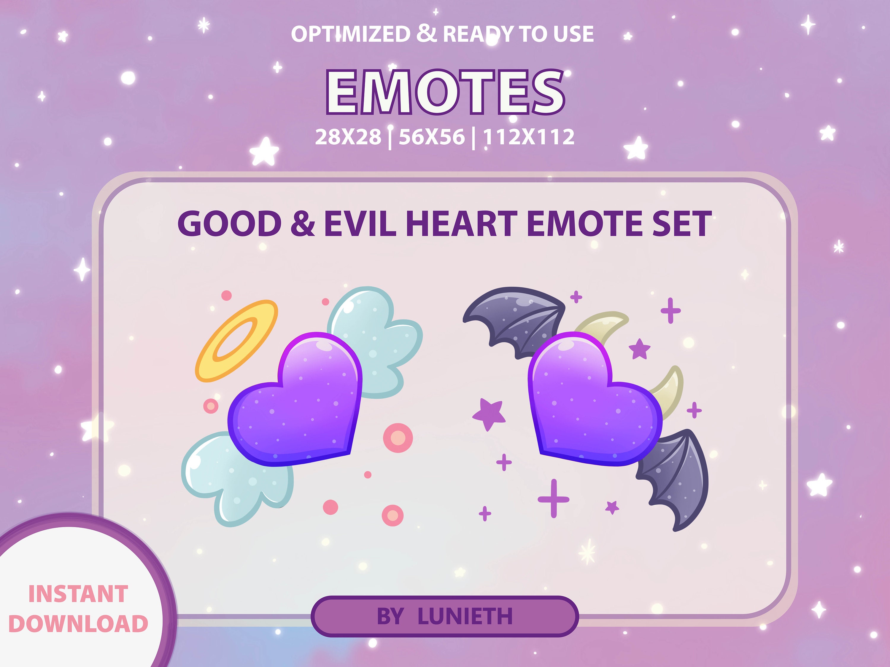 Winged Heart Emote Set Cute Twitch Emote Design Twitch - Etsy