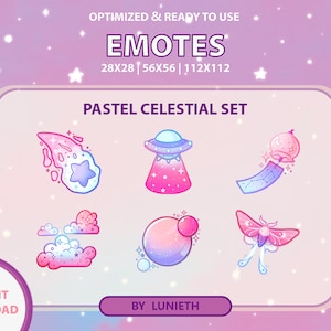 Pastel Celestial Emote Set | Cute Twitch Emote Design | Twitch Discord ...