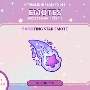 Purple Shooting Star Emote | Cute Twitch Emote Design | Twitch Discord ...