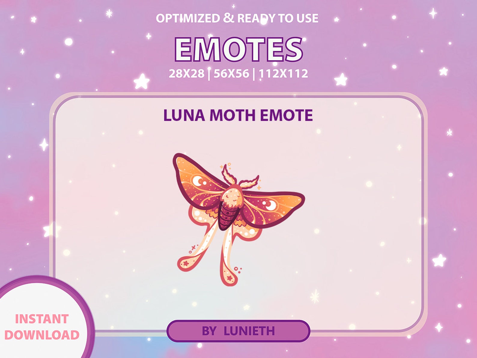 Sunset Luna Moth Emote Cute Twitch Emote Design Twitch Discord Youtube ...
