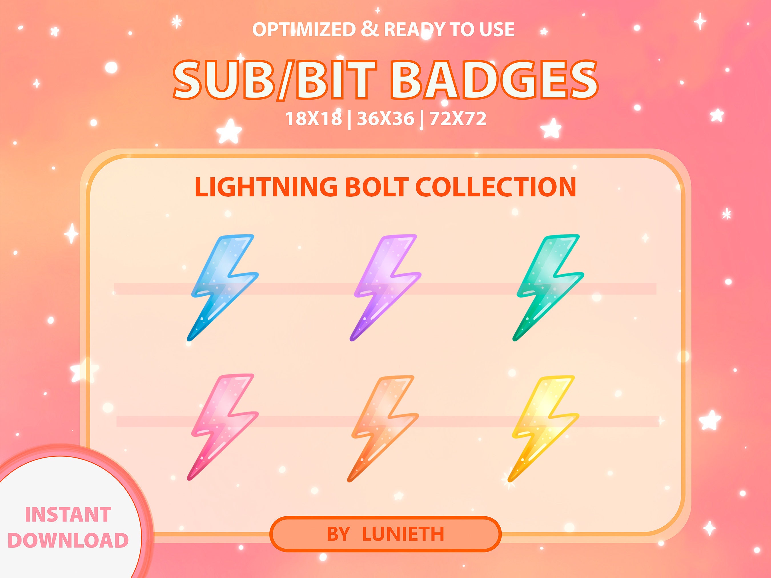 Lightning Bolt Sub Badges Bit Badges Twitch Badges Cute - Etsy