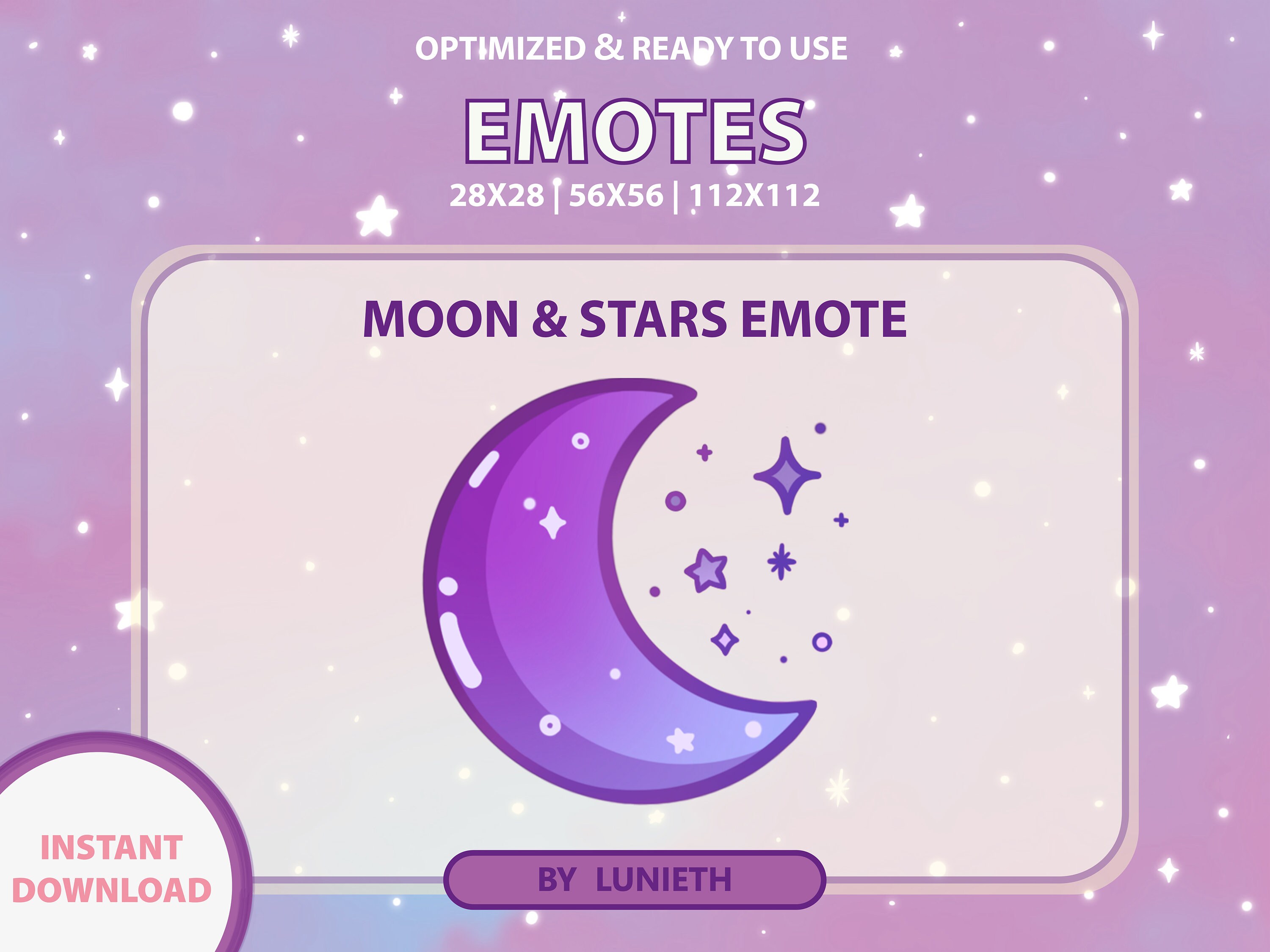Purple Moon Stars Emote | Cute Twitch Emote Design | Twitch Discord ...