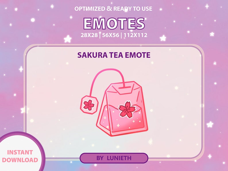Sakura Tea Bag Emote Cute Twitch Emote Design Twitch Discord Youtube ...