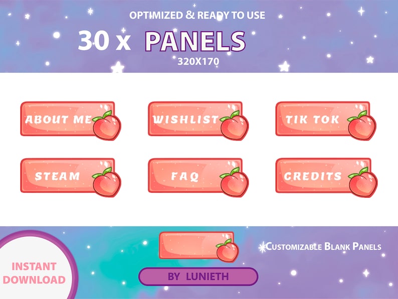 Glossy Peach Fruit Twitch Stream Panels Peachy Pink Food Pastel Twitch ...