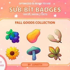 Fall Sub Badges | Bit Badges | Twitch Badges | Cute Sub Badges | Twitch ...