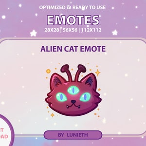 Alien Cat Emote | Cute Twitch Emote Design | Twitch Discord Youtube ...