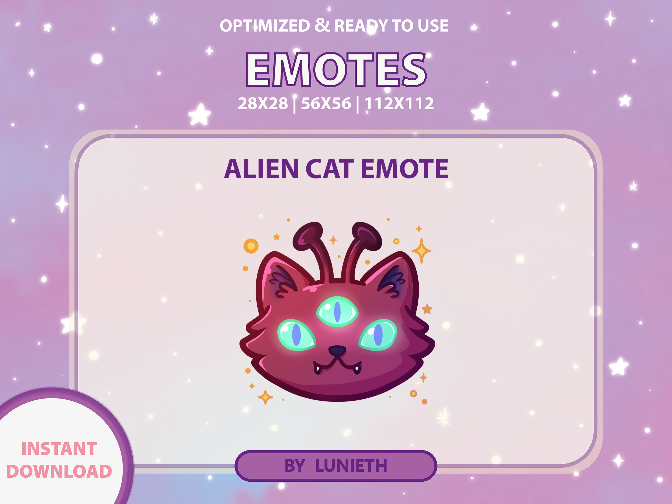 Alien Cat Emote Cute Twitch Emote Design Twitch Discord Youtube Channel ...