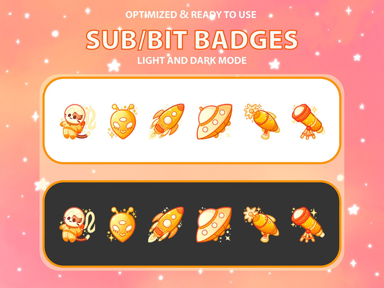 Gold Space Emote Set Cute Twitch Emote Design Twitch - Etsy