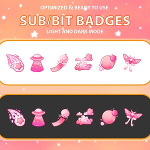 Pink Celestial Sub Badges | Bit Badges | Twitch Badges | Cute Sub ...