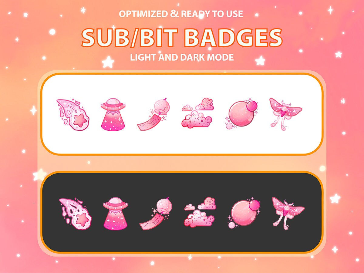 Pink Celestial Sub Badges Bit Badges Twitch Badges Cute - Etsy
