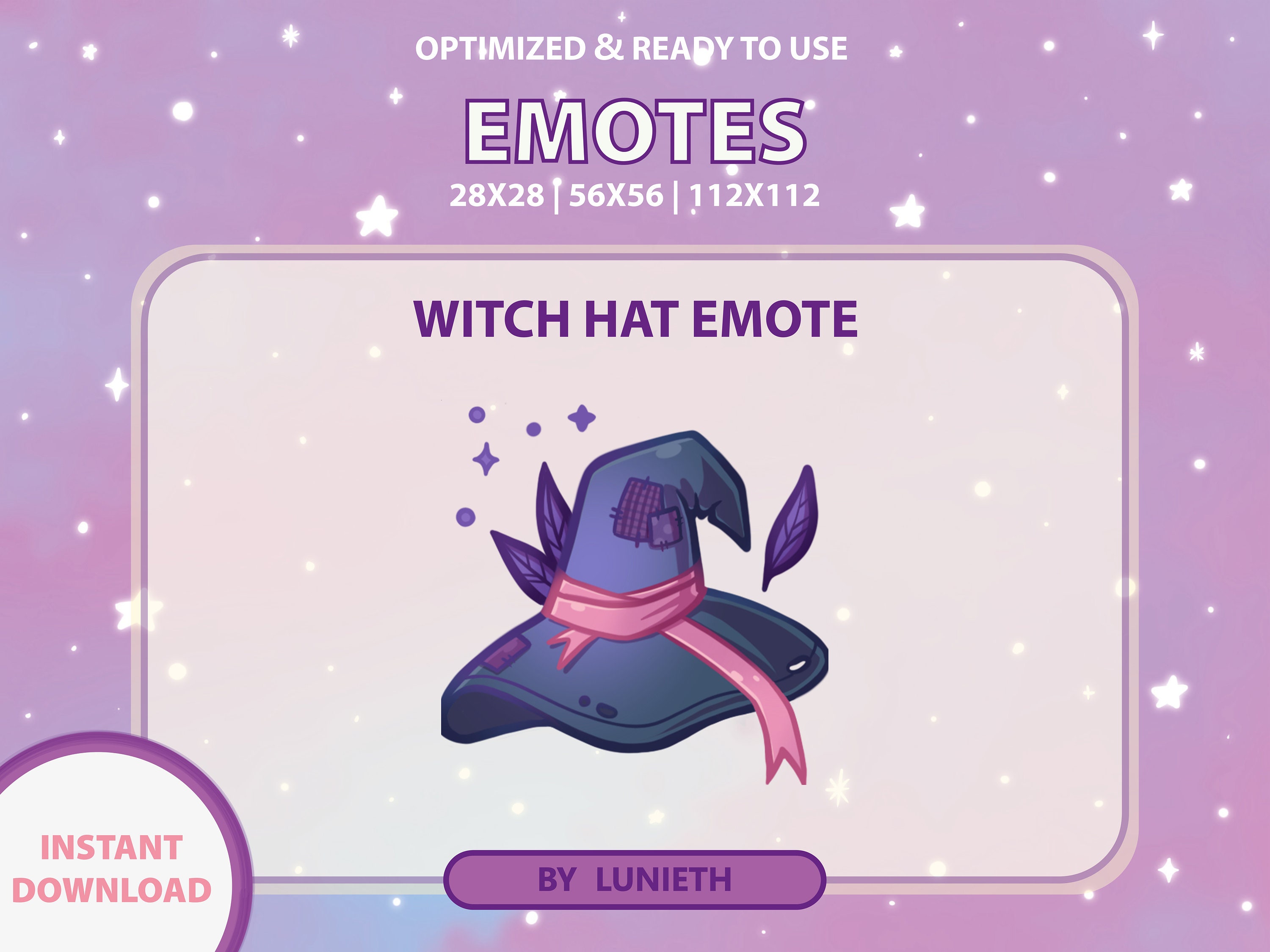 Witch Hat Emote | Cute Twitch Emote Design | Twitch Discord Youtube ...